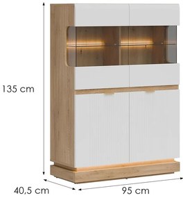 Vitrína nízká Milton ML04 dub crem torro bílá