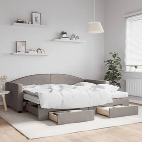 Válenda s přistýlkou a zásuvkami taupe 90 x 200 cm textil 3197245