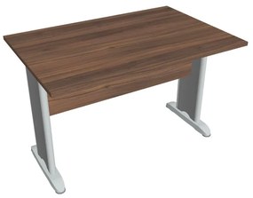 Stůl jednací rovný 120 cm - Hobis Cross CJ 1200 Dekor stolové desky: ořech, Dekor lamino podnože: ořech, Barva nohou: Stříbrná
