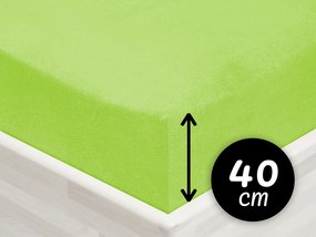 Jersey napínací prostěradlo na extra vysokou matraci JR-019 Zářivě zelené 90 x 220 - výška 40 cm