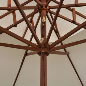 Dvoupatrový slunečník s dřevěnou tyčí, 270x270 cm, krémově bílá - Default Title