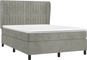 Box spring postel s matrací světle šedá 140x200 cm samet 3129333