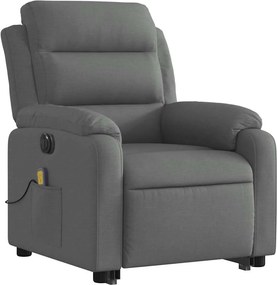 Elektrické zvedací masážní polohovací křeslo tmavě šedé textil 3205017