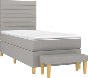 Box spring postel s matrací světle šedá 90x190 cm textil 3137197