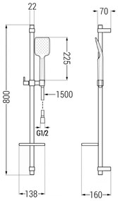 Mexen DQ62 posuvný sprchový set, Zlatorůžová - 785624581-60