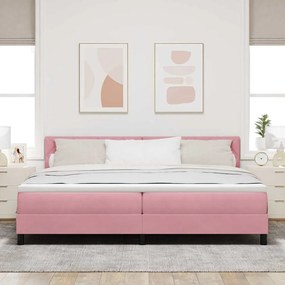 Postel s boxspringem s čelo Růžová 200 x 200 cm samet 3339265