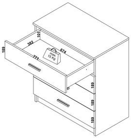 Šuplíková komoda Colin - dub kestína/šedá