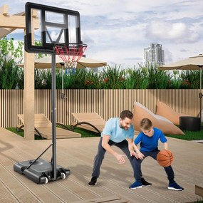 Costway 130 cm - 305 cm výškově nastavitelný basketbalový koš se stojanem a 2