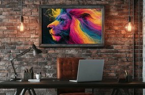 Král barevné energie - obraz - Neonový lev v pohybu 85 - 70 x 100 cm - 1 149 Kč