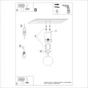 Stropní svítidlo Solis, 1x bílé skleněné stínítko, dřevo
