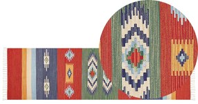 Bavlněný kelimový koberec 80 x 300 cm vícebarevný KAMARIS Beliani