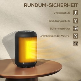 HOMCOM topidlo, 1500 W přímotop se 3 režimy, 24hodinovým časovačem, ochranou proti převrácení a přehřátí, 14 x 21,5 cm, černé