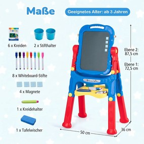 Costway 4-in-1 Dětská tabule Výškově nastavitelná Oboustranný dětský stojan