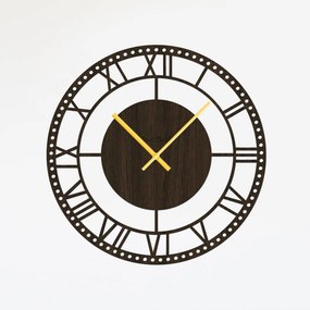 dřevo života Nástěnné dřevěné hodiny BIG BANG Zvolte barvu dekoru: Wenge, Zvolte velikost hodin (cm): 40x40, Barva ručiček: Zlaté