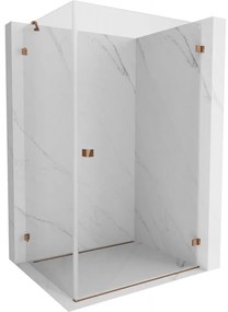 Mexen Lunar-B, pravostranný výklopný sprchový kout 75 x 70 cm, 8mm čiré sklo, profil růžové zlato, 832-075-070-60-00-P