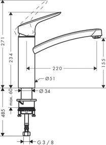 Hansgrohe Logis, dřezová baterie stojánková, chromová, HAN-71832000