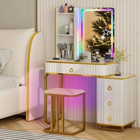 Costway Toaletní stolek se 7 dynamickými a 7 statickými stmívatelnými LED