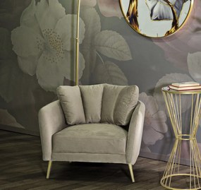 Designové křeslo Kiev šedé/zlaté
