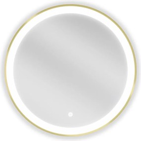 Mexen Esso koupelnové zrcadlo podsvícené, kulaté 60 cm, LED 6000K, protizamlžovací, zlatý rám - 9825-060-060-611-50