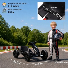 AIYAPLAY Elektrické dětské go-kart 12V, gokart se 2 motory, sedadlo nastavitelná ve 4 polohách, plynulý start, EVA kola, LED světlomety