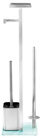WENKO 23364100 - WC štětka DEBAR 21x70,5 cm nerez/satin/bílá 23364100
