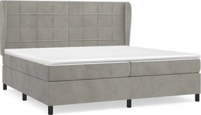 Box spring postel s matrací světle šedá 200x200 cm samet 3129231
