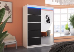 ADRK Furniture Posuvná skříň se zrcadlem a LED osvětlením LIMBO 150