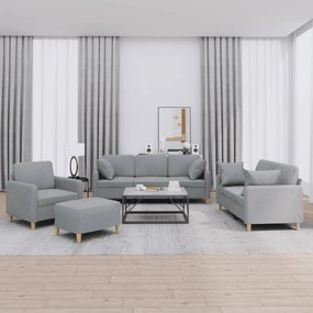 4dílná sedací souprava s polštáři světle šedá textil 3202078
