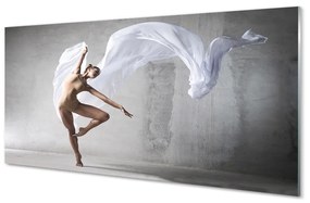 Obraz na skle Žena tančí bílý materiál 100x50 cm