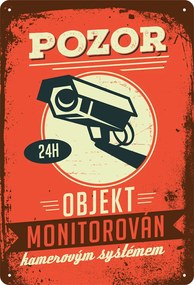 Postershop Plechová cedule: Pozor, objekt monitorován - 20x30 cm