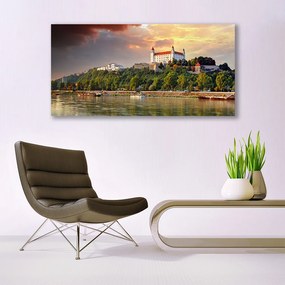 akrylový obraz Město Jezero Krajina 120x60 cm