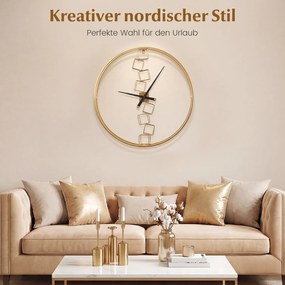 Costway Ø68 cm Tiché kovové nástěnné hodiny Nordic radio hodiny obývací pokoj