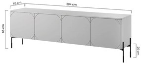 TV stolek Sonatia 200 cm se dvěmi ukrytými zásuvkami - kašmírová