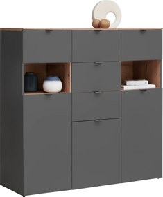 XXXLutz VYSOKÁ KOMODA, barvy grafitu, dub artisan, 125/125/44 cm Hom`in - Vysoké komody - 002737044104