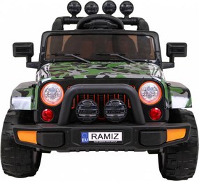 Ramiz Dětské terénní auto Full Time 4WD maskáčové na dálkové ovládání + pohon 4x4 + LED audio + úložný prostor