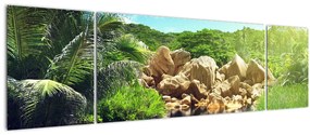 Obraz jezera v Seychelské džungli (170x50 cm)