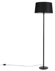 Stojací lampa černá s lněným stínítkem černá 45 cm - Simplo