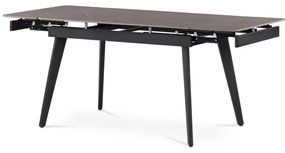 Jídelní stůl 120+30+30x80 cm, keramická deska šedý mramor, kov, černý matný lak - HT-405M GREY