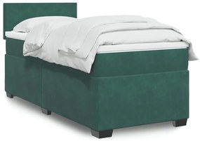 Box spring postel s matrací tmavě zelená 90x200 cm samet 3288507