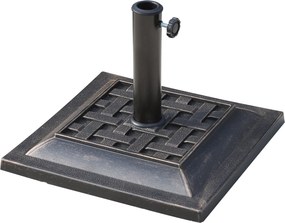 Stojan na slunečník Outsunny, polyesterová pryskyřice, 9 kg, základna pro slunečníky s průměrem pól 38 mm/48 mm, pro zahradu, balkon, bronzová | Aosom