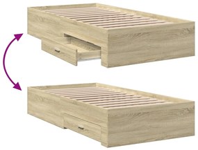 Rám postele se zásuvkami dub sonoma 100x200 cm kompozitní dřevo