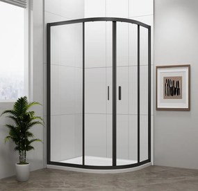Polysan Polysan, EASY BLACK čtvrtkruhová sprchová zástěna 1200x900mm, L/R, čiré sklo, EL2715B
