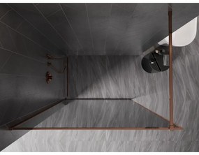 Mexen Kioto-XF, sprchová zástěna s rámem 140 x 202 cm, 10mm šedé sklo, profil růžové zlato, 800-140-104-60-40-X