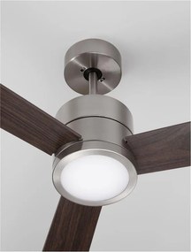 NV 9952345 Stropní ventilátor AXEL nerez hliník a listy z teakového dřeva a ořechu - NOVA LUCE