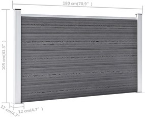 vidaXL Marketos Zahradní plot WPC 699 x 106 cm šedý