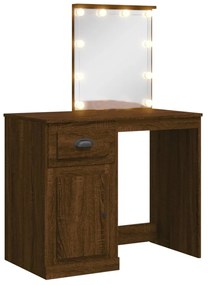 vidaXL Toaletní stolek s LED osvětlením hnědý dub 90 x 42 x 132,5 cm