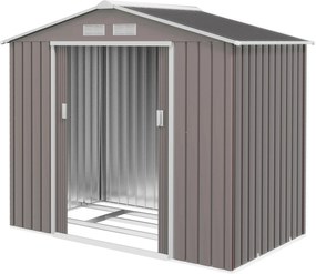 Zahradní domek Outsunny 2,42 m², zahradní dům s gable střechou, posuvné dveře, základna, 213 x 130 x 185 cm, venkovní úložný box z pozinkované oceli,
