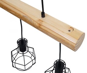Závěsné svítidlo H82 industrial, mrížka 3 74207 - kov / dřevo - Černá