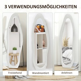 HOMCOM celoplošné zrcadlo 50 x 160 cm stojící zrcadlo s krytem rámu připomínajícím samet, nepravidelné zvlněné zrcadlo na zeď do ložnice, obývacího p…