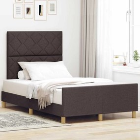 Rám postele s čelo Tmavě hnědá 120 x 190 cm textil 3344791